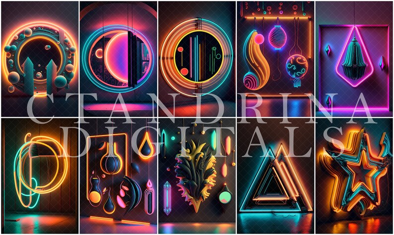 Abstract Neon Sign Digital Backdrops Fun Digital Backdrop - Etsy