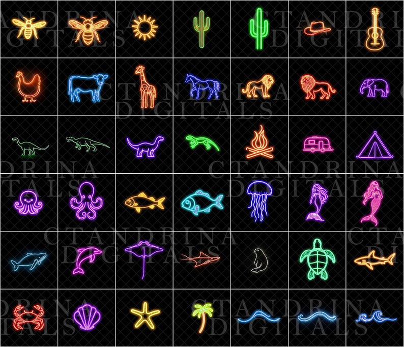 126 Neon Sign Backdrop Overlays: Mega Digital Collection (5000x5000 Px ...