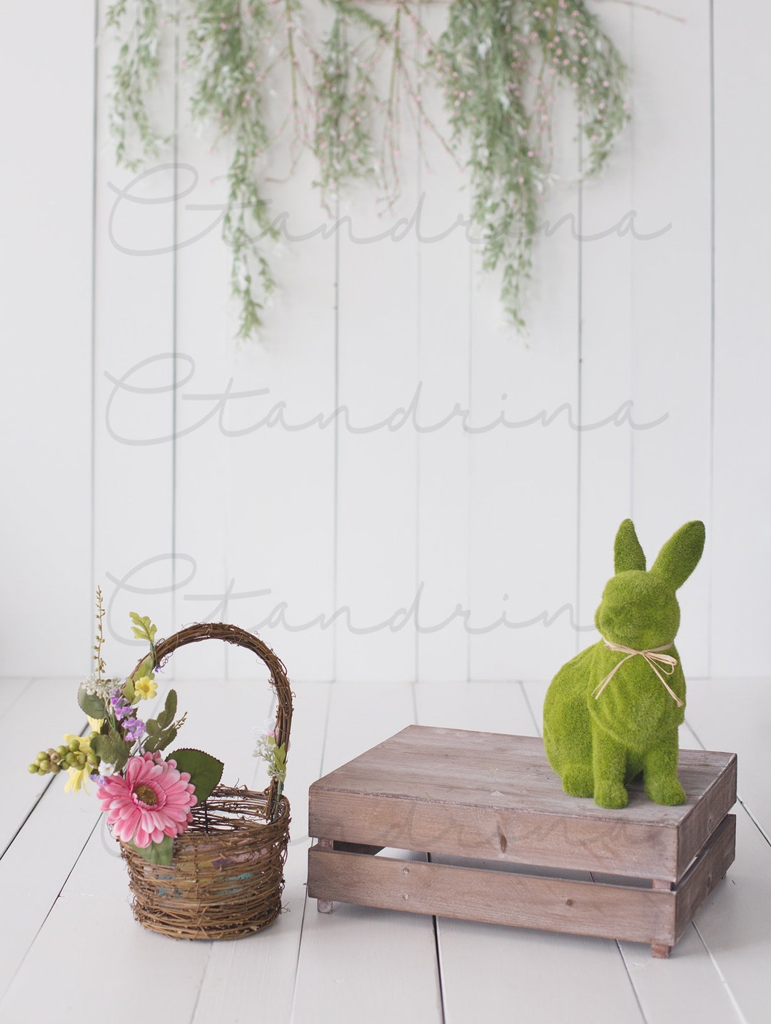 Easter Digital Backdrop, Spring Digital Background, White Wood in ...