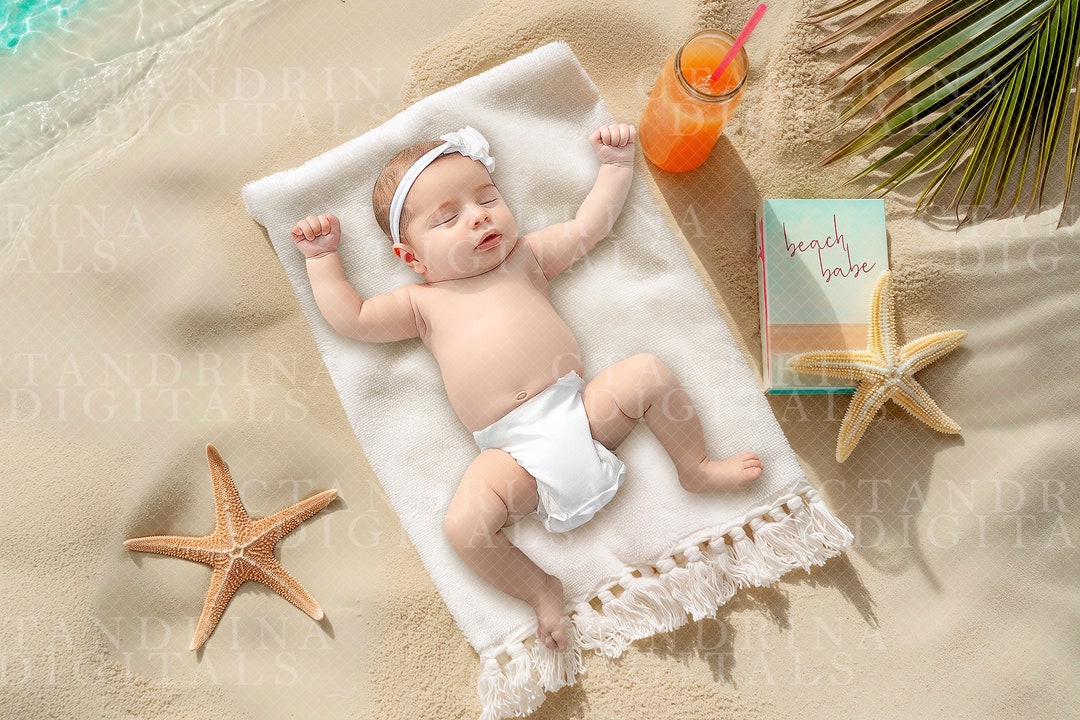 Beach Baby Digital Backdrop: Summer Newborn Photography (digital ...