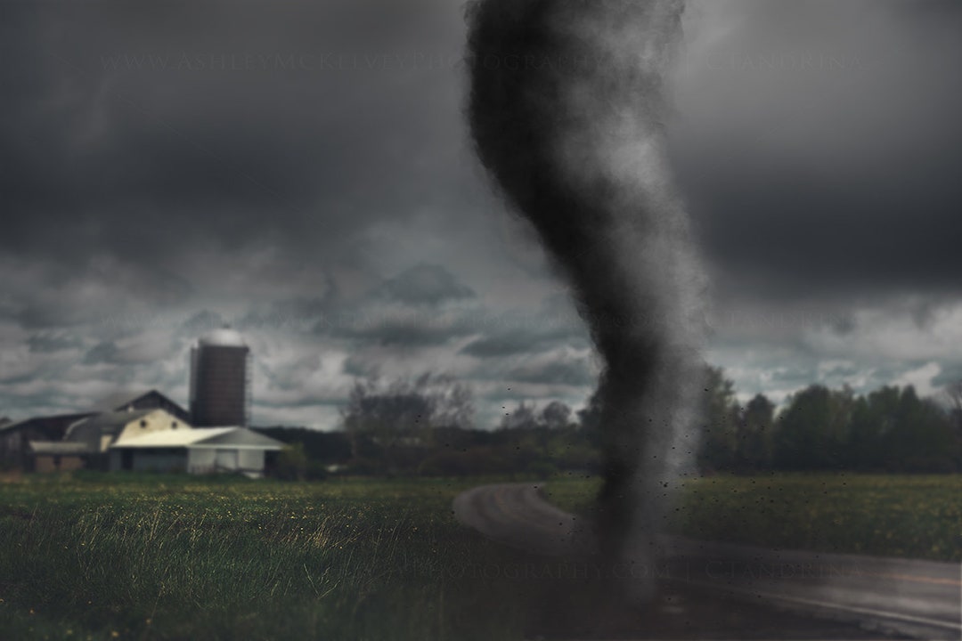 Tornado Digital Backdrop: Farm Twister Storm Background (digital ...