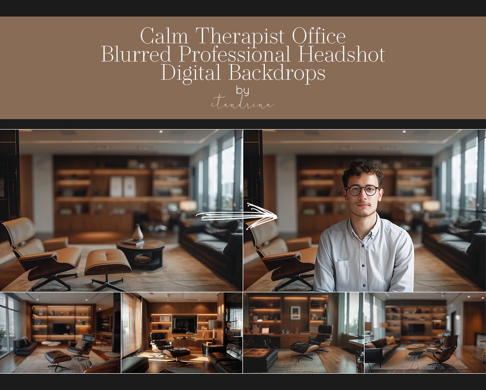 Therapist Office Headshot Backdrops: Calm Blurred Backgrounds (digital ...