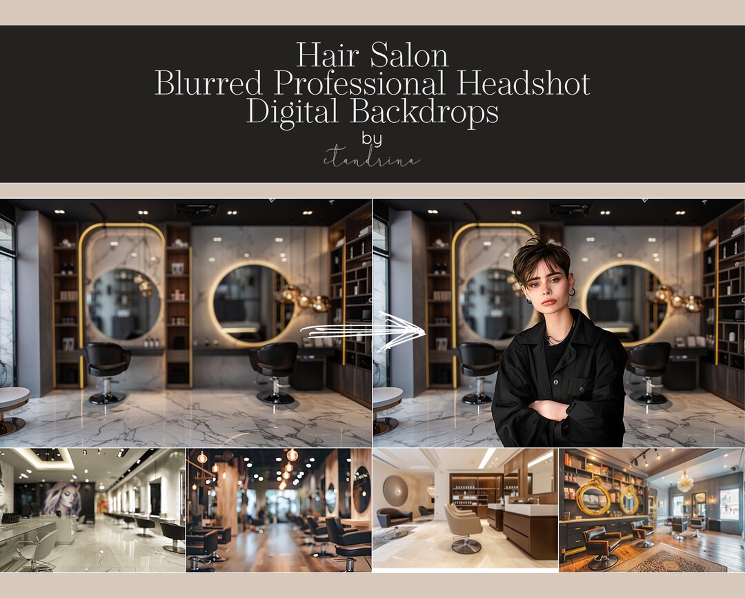 Hair Stylist Headshot Digital Backdrops: Blurred Salon Backgrounds (5 ...