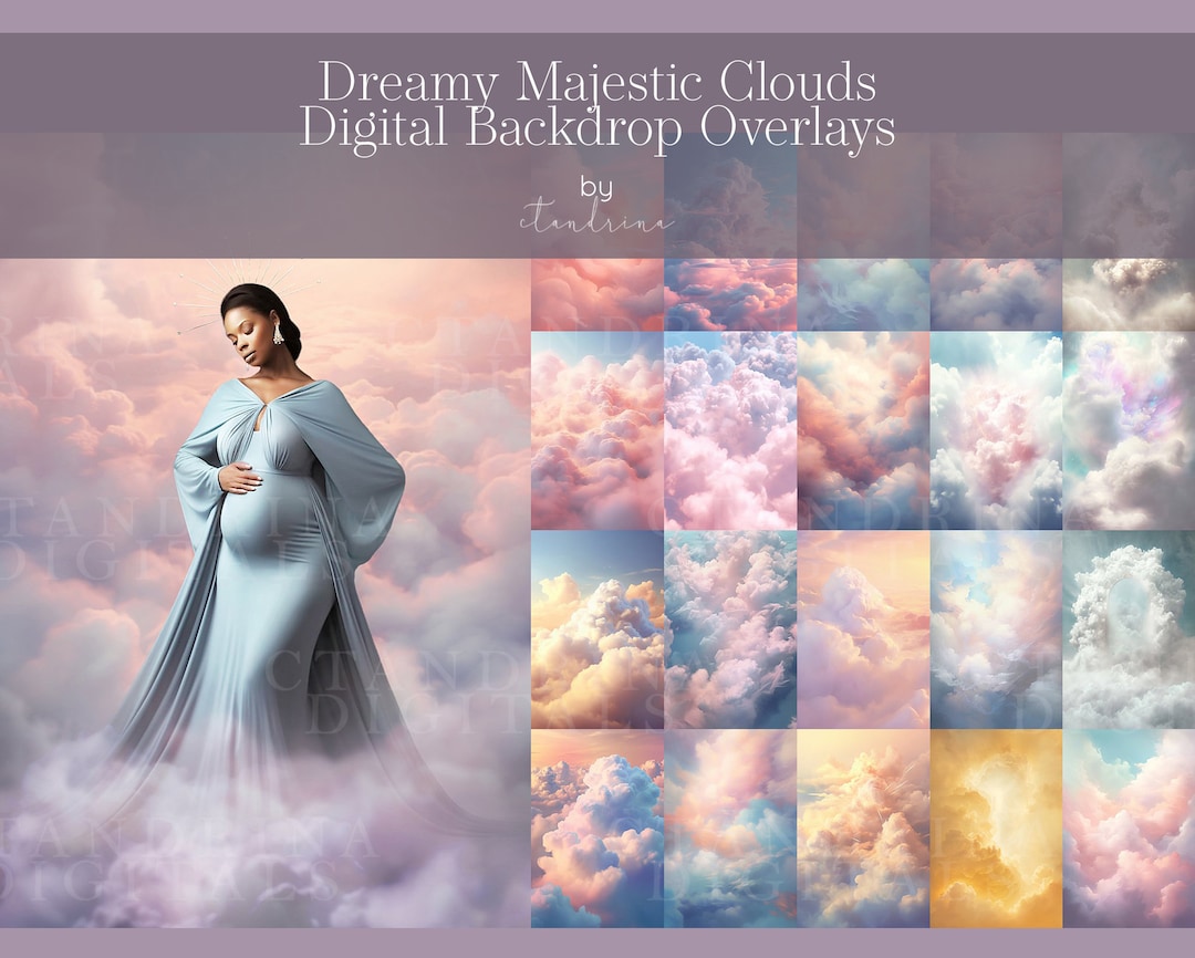 Fine Art Cloud Backdrop Overlays, Dreamy Cloud Digital Backdrops ...