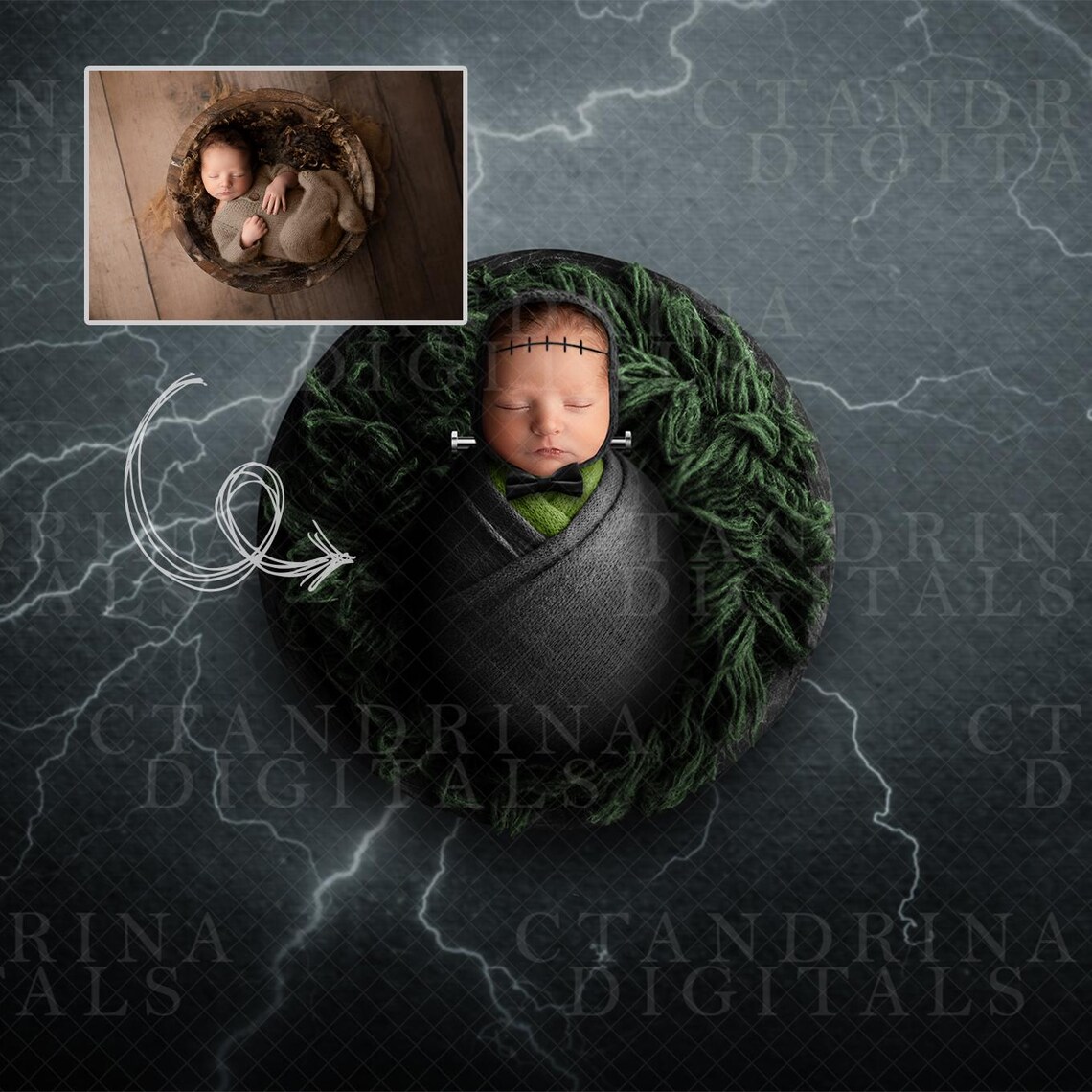 Frankenstein Baby Digital Backdrop: Halloween Monster (PNG) - Etsy