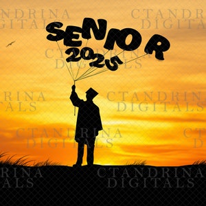 High School Senior Digital Backdrop, 2025 Graduate Balloon Silhouette ...