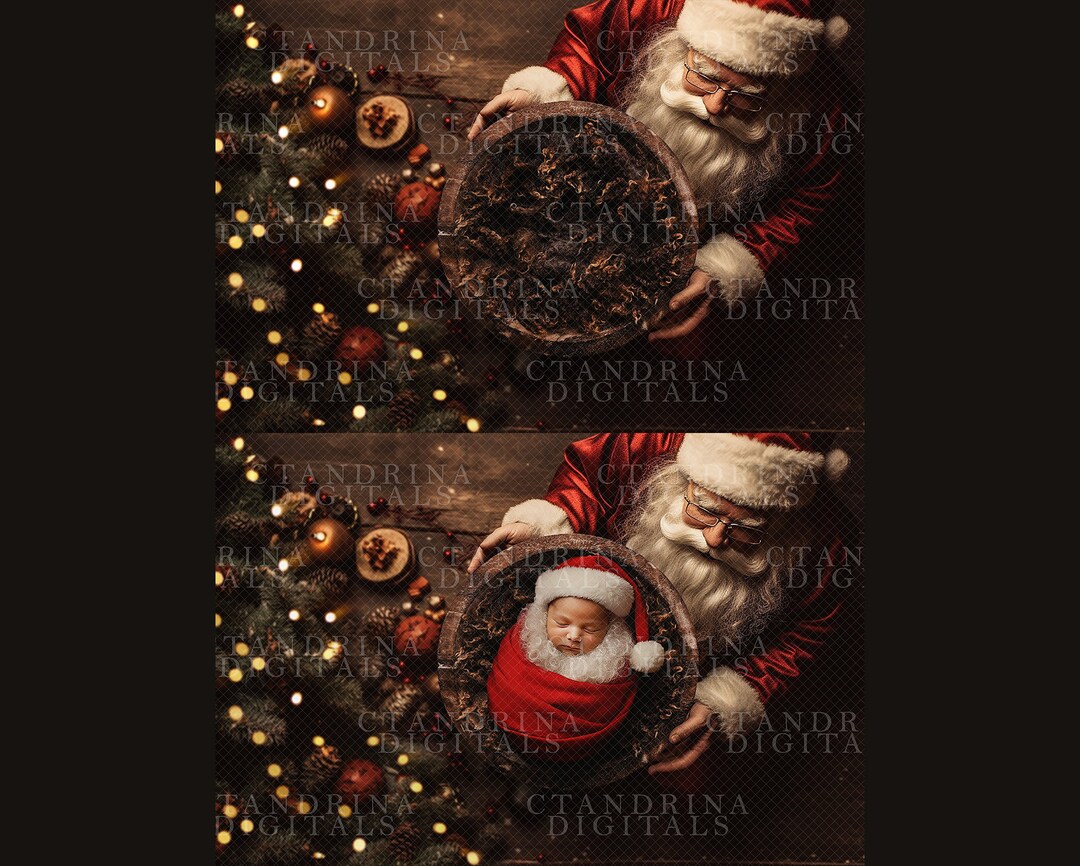 Santa Newborn Digital Backdrop: Christmas Baby Background (digital ...