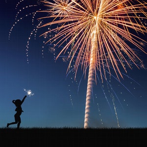 Fireworks Silhouette Digital Backdrop, Dreamy Digital Backgrounds ...