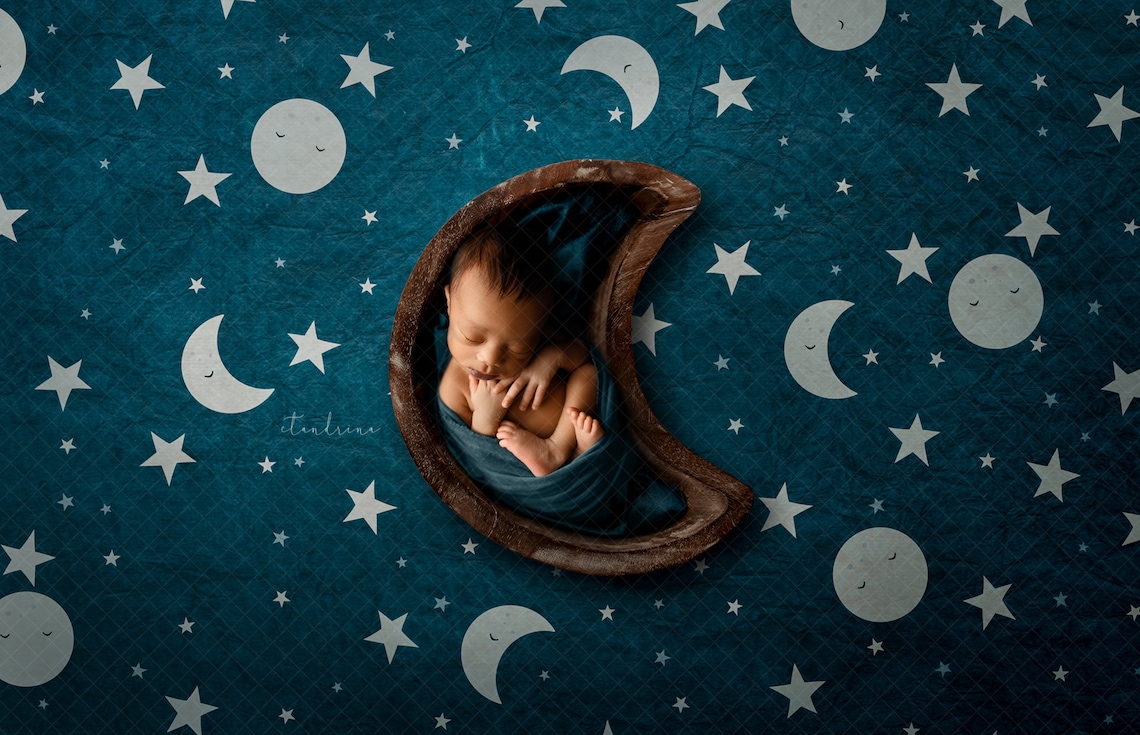 Moon and Stars Newborn Digital Backdrop: Baby Photography (digital ...