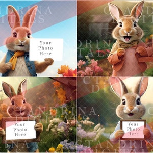 Easter Bunny Photo Frame Templates for Photoshop (.PSD) - Etsy