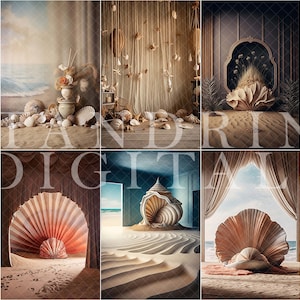 Seashells and Sand Digital Backdrops, Seashell Digital Backdrop ...
