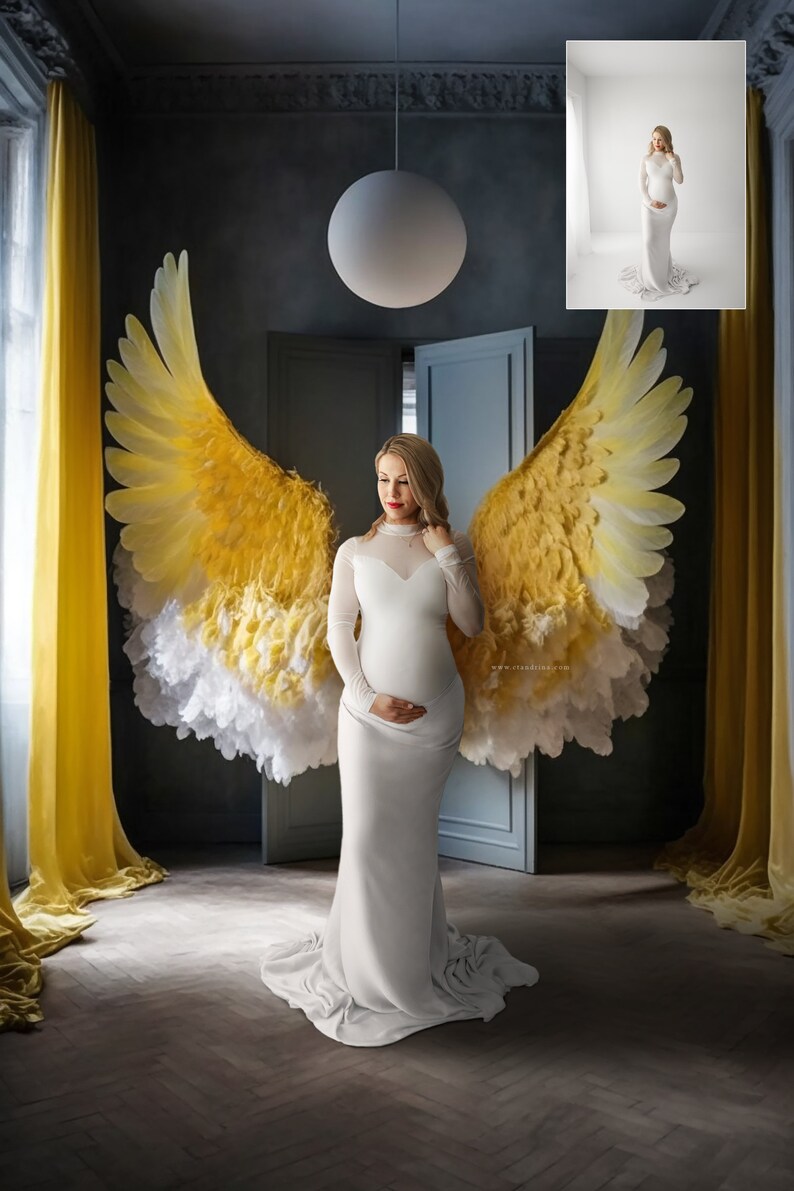 Yellow Wings Digital Backdrops Yellow Angel Wing Luxury - Etsy