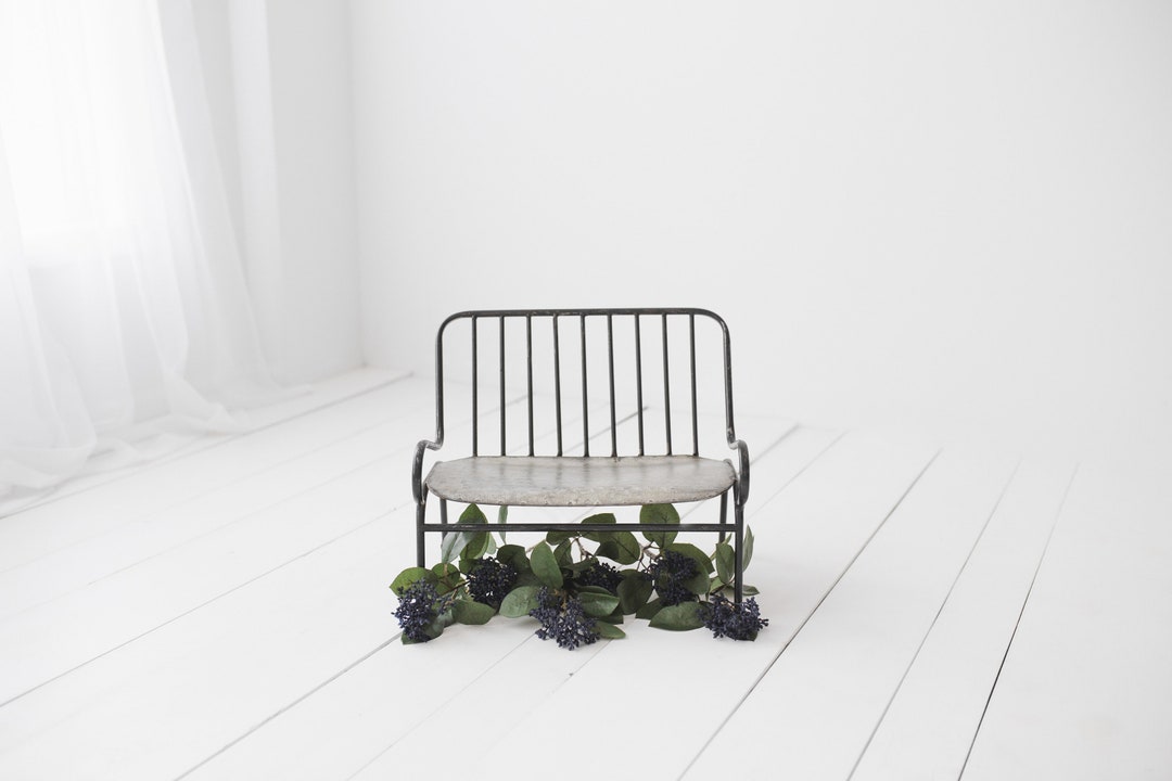 Baby Photography Digital Backdrop: Metal Bench, Flowers (JPG Digital ...