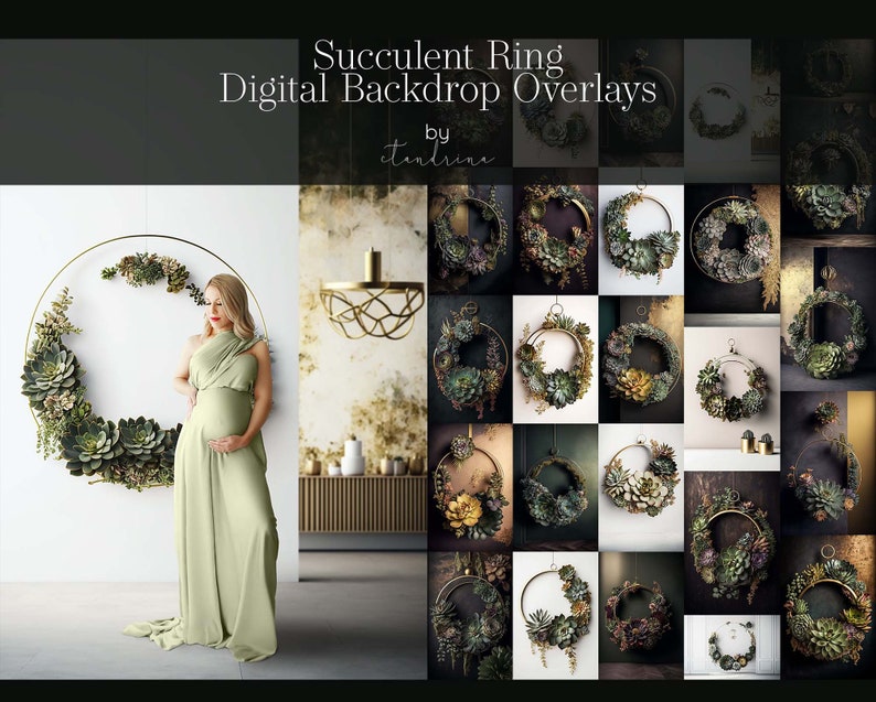 Floral Ring Digital Backdrops Floral Hoop Digital Backdrops - Etsy