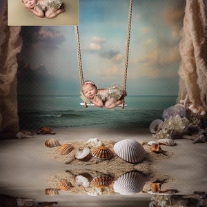 Seashells and Sand Digital Backdrops, Seashell Digital Backdrop ...
