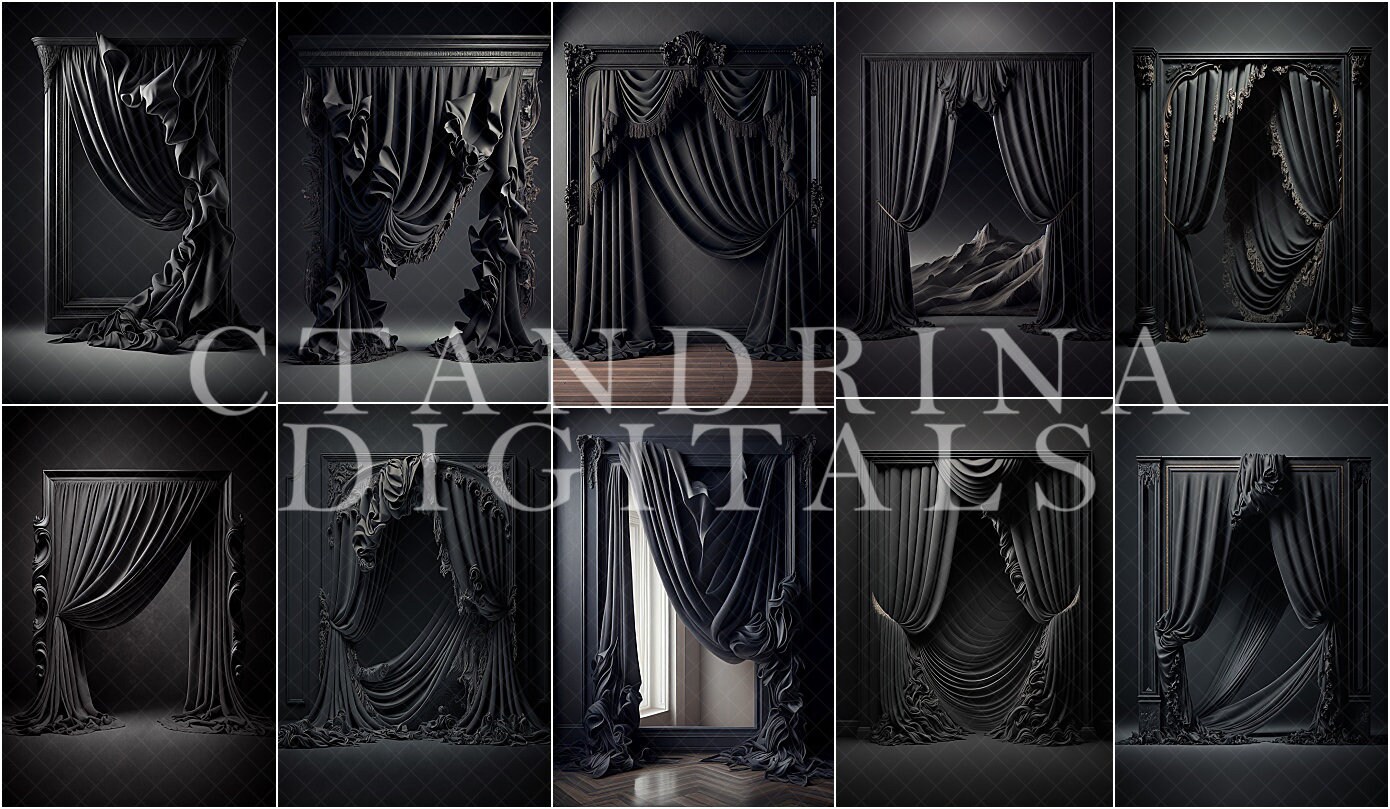 Black Framed Curtain Fine Art Backdrop Overlays Black Curtain - Etsy