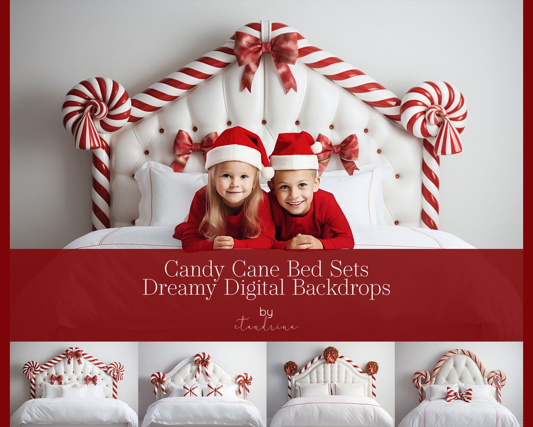 Candy Cane Bed Digital Backdrop Set: Christmas Photoshop Composites ...