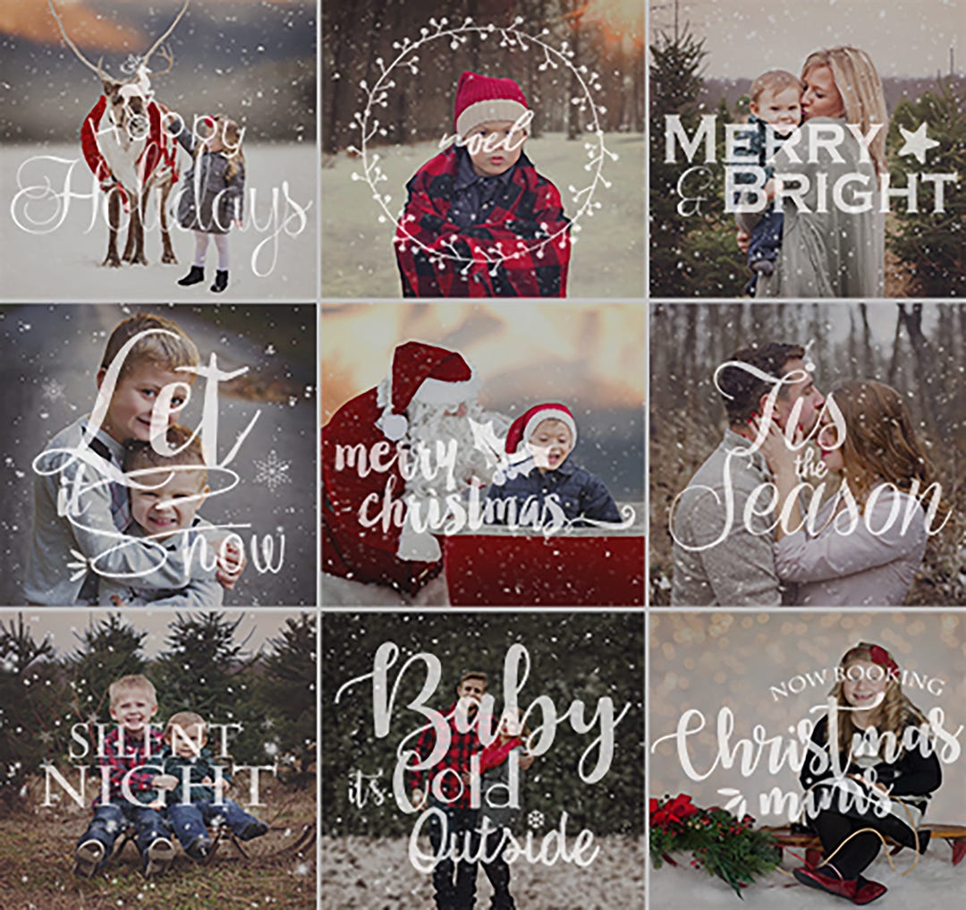 Christmas Photo Overlays: Holiday Words, PNG for Photoshop (digital ...