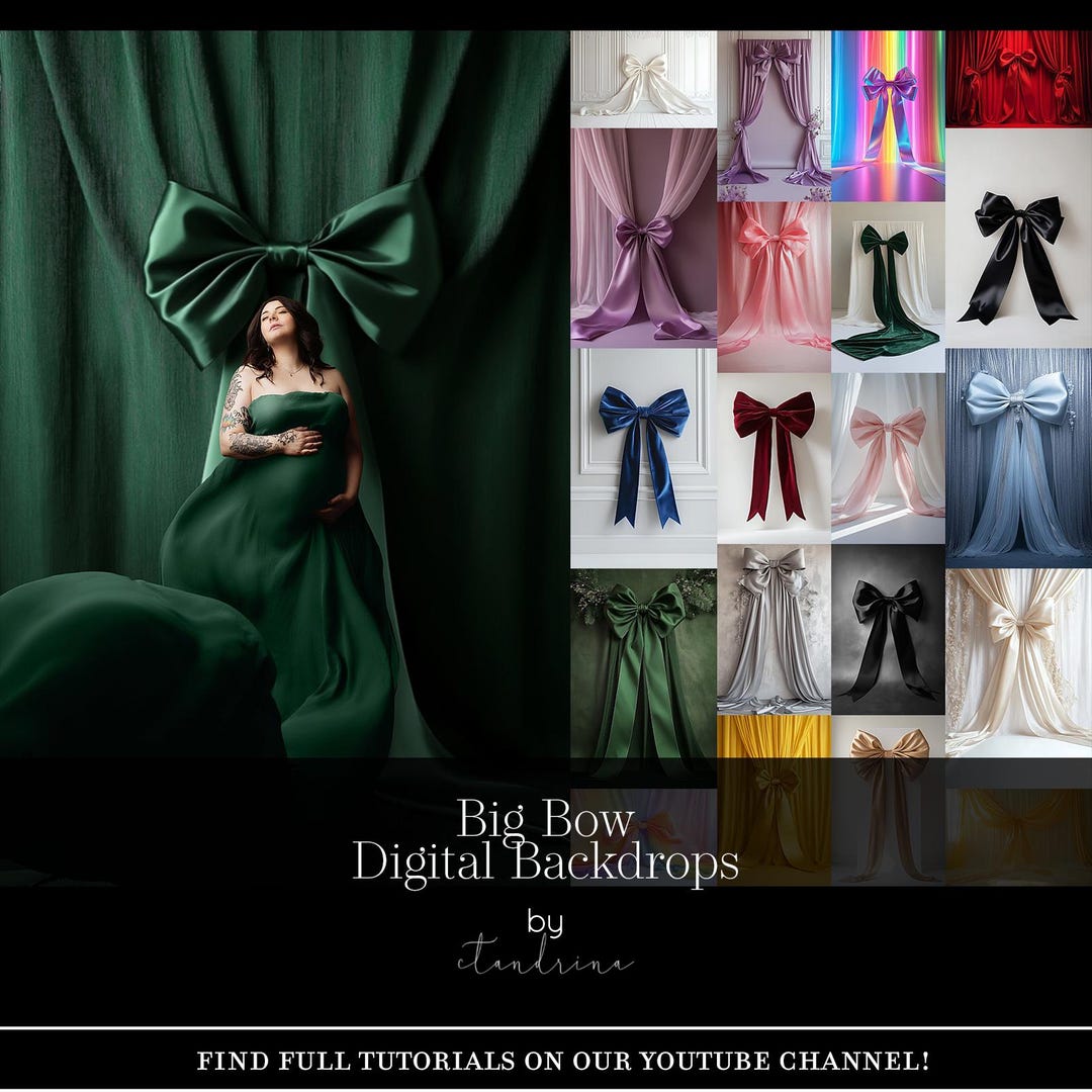 Big Bow Digital Backdrops, Maternity Photography Background, Velvet Bow ...