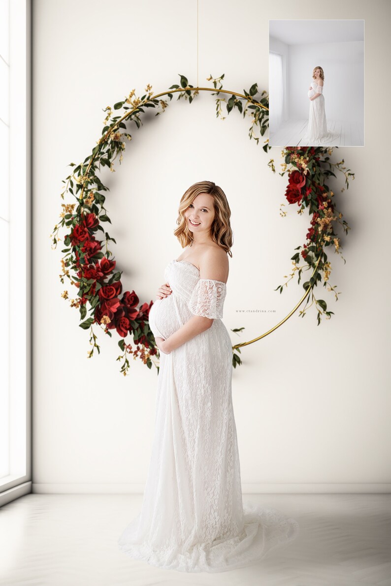 Red Floral Ring Digital Backdrops Red Floral Hoop Backdrops - Etsy