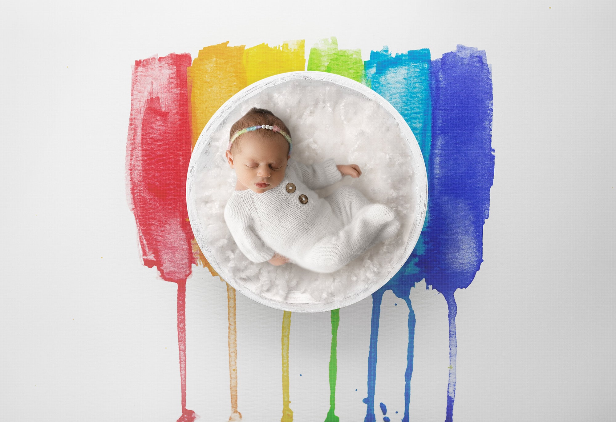Rainbow Newborn Digital Backdrop Dripping Watercolor Rainbow | Etsy
