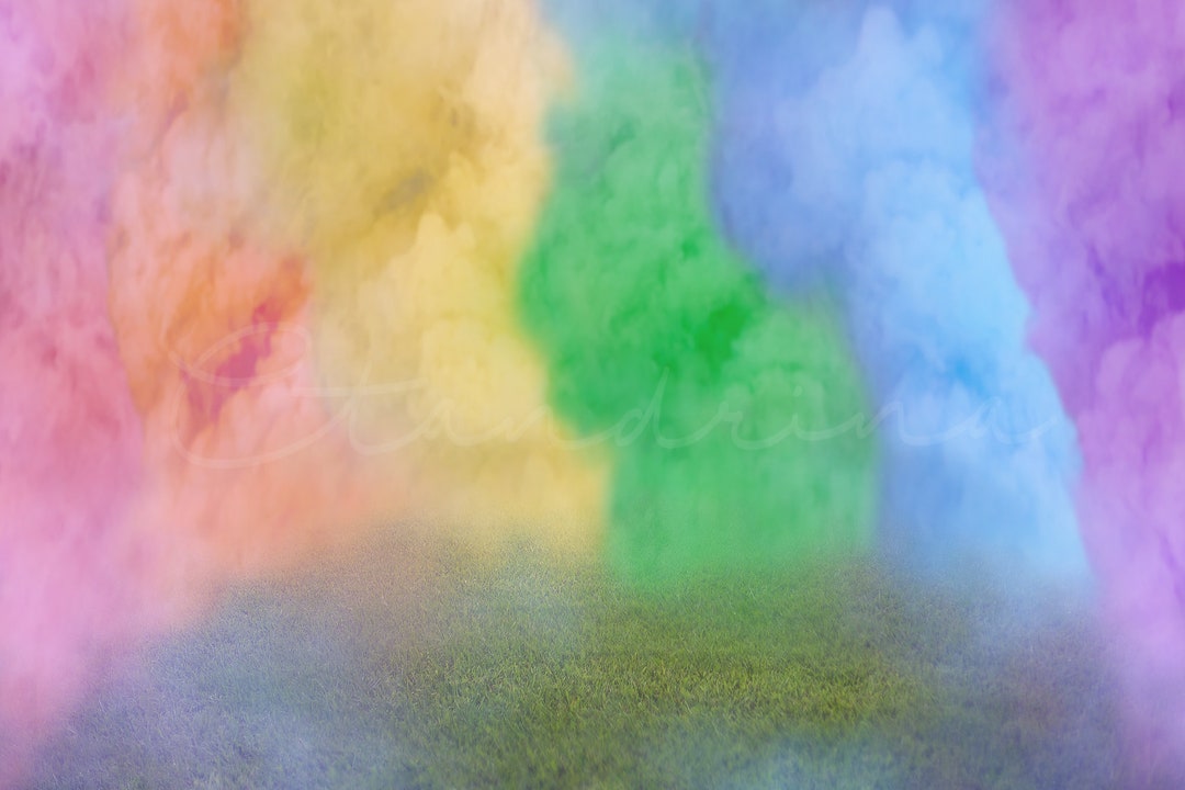 Rainbow Smoke Bomb Digital Backdrop, Rainbow Baby Digital Backdrop ...