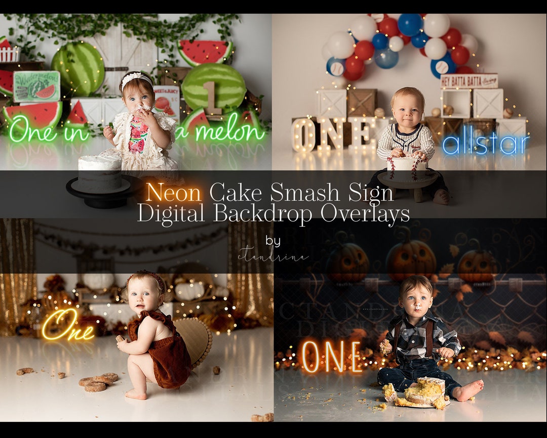 Neon "one" Sign Overlays, PNG Cake Smash Photography Neon Sign Numbers ...