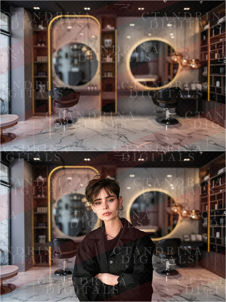 Hair Stylist Headshot Digital Backdrops: Blurred Salon Backgrounds (5 ...