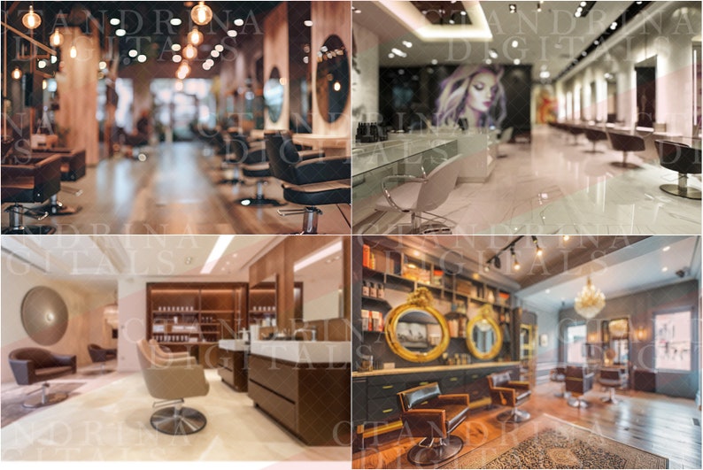 Hair Stylist Headshot Digital Backdrops: Blurred Salon Backgrounds (5 ...