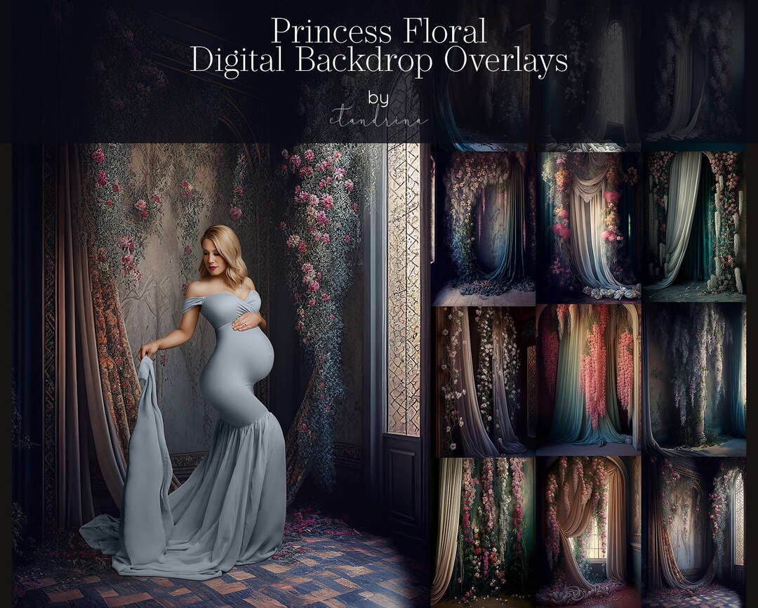 Princess Floral Texture Backdrop Overlays, Maternity Backdrop Overlays ...