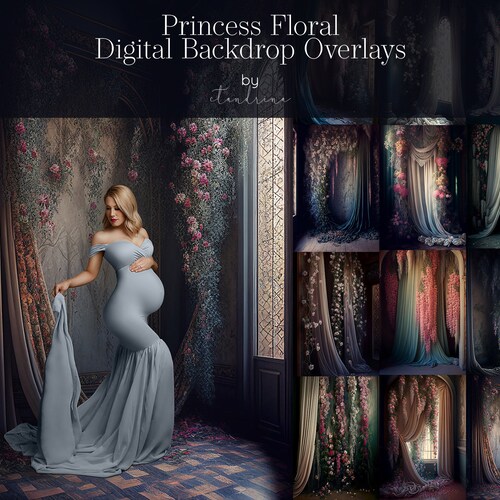 Princess Floral Texture Backdrop Overlays Maternity Backdrop - Etsy