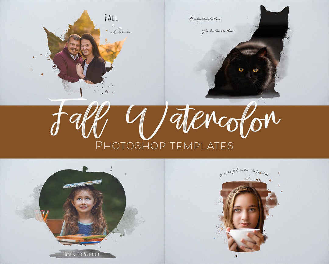 Watercolor Photoshop Templates for Fall, Fall Watercolor Photoshop ...