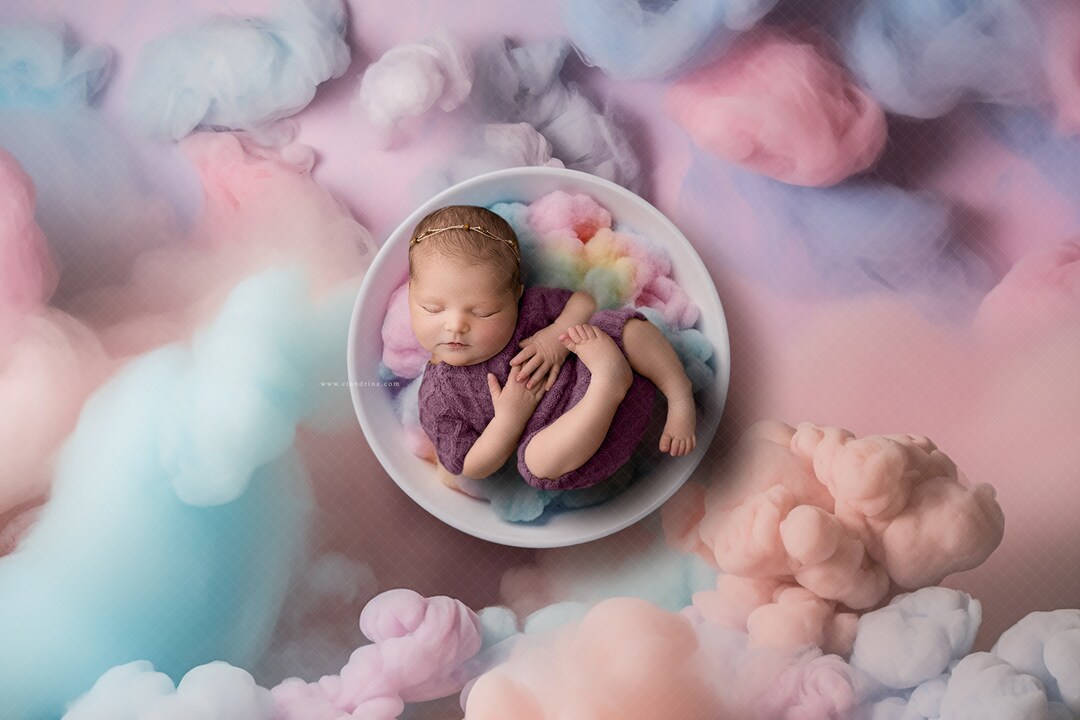 Cotton Candy Newborn Digital Backdrop: Rainbow Baby Background (digital ...