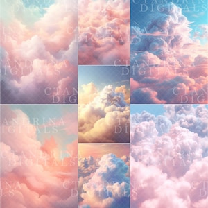 Fine Art Cloud Backdrop Overlays, Dreamy Cloud Digital Backdrops ...