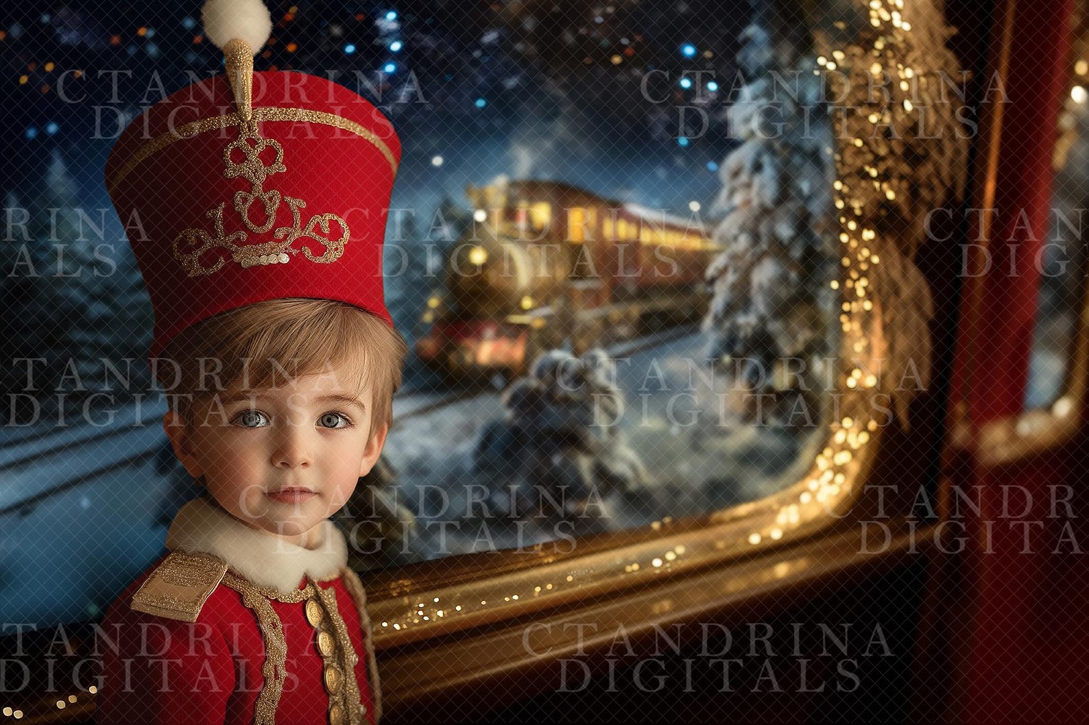 Train Window Digital Backdrop: Christmas Locomotive Backgrounds for ...