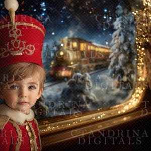 Dreamy Winter Locomotive Window Digital Backdrops, Christmas Train ...