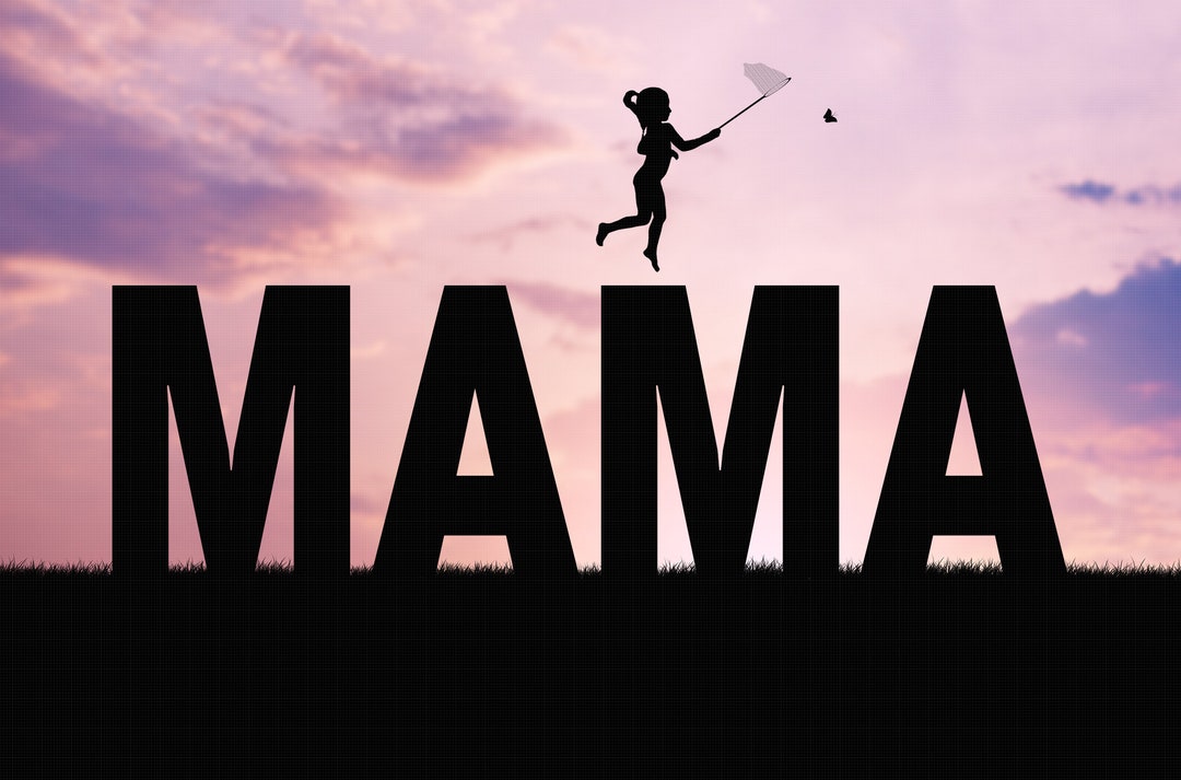 MAMA Sunset Silhouette Digital Backdrop: Mother's Day Photoshop ...