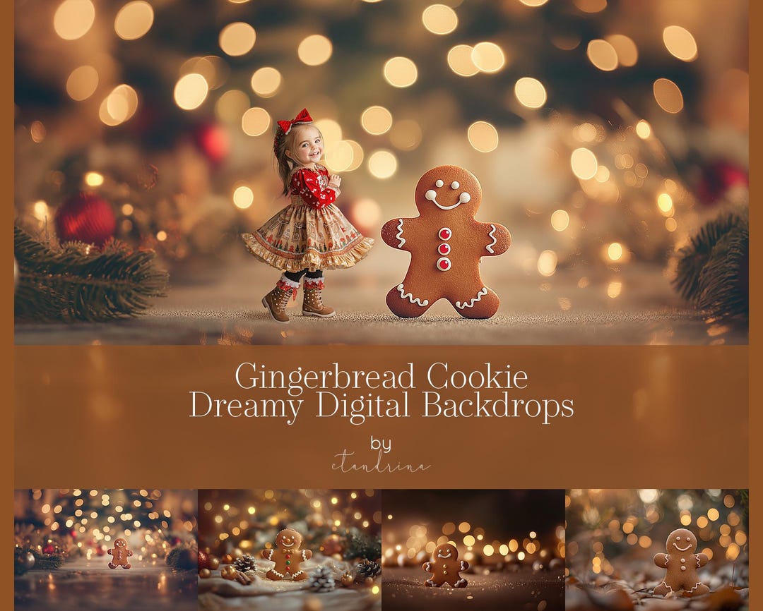 Gingerbread Cookie Digital Backdrops: Christmas Photoshop Composites ...