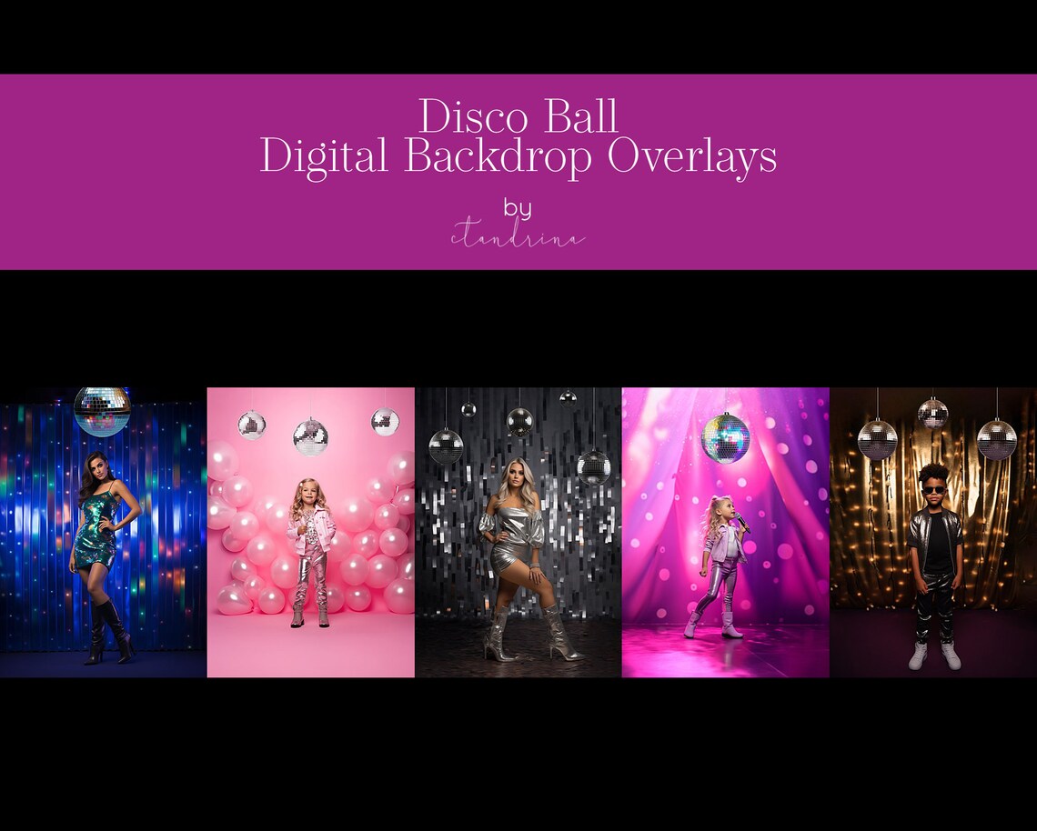 Disco Ball Photo Overlays: Hanging Party Ball Backdrops (digital .PNG ...