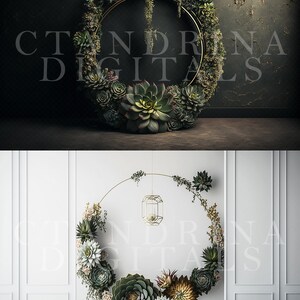 Floral Ring Digital Backdrops, Floral Hoop Digital Backdrops, Succulent ...
