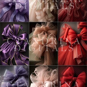 Beautiful Bow Digital Backdrop Overlays, Bow Digital Backdrops, Ribbon ...