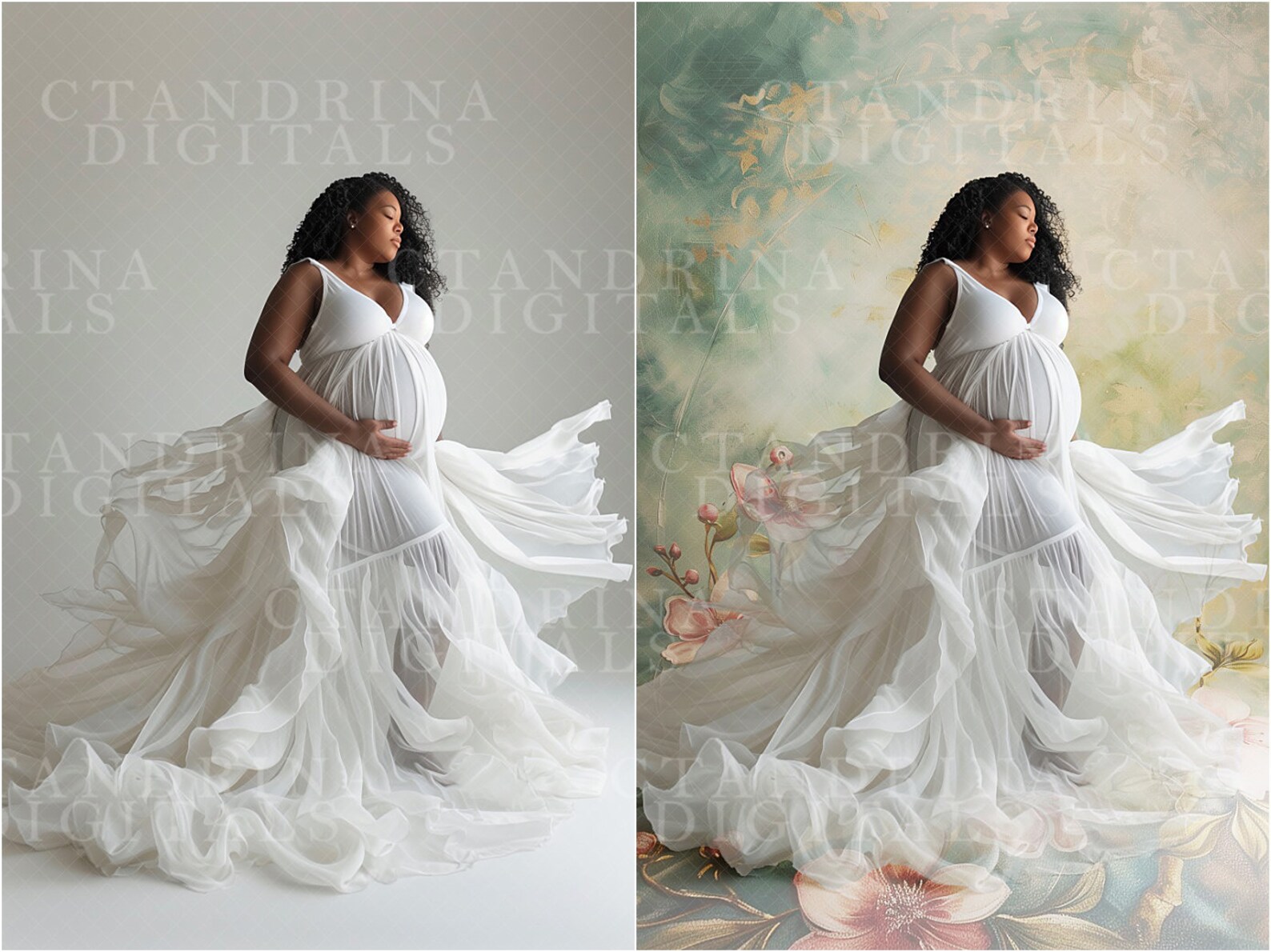 Painted Floral Digital Backdrop Overlays, Painted Flower Textures ...