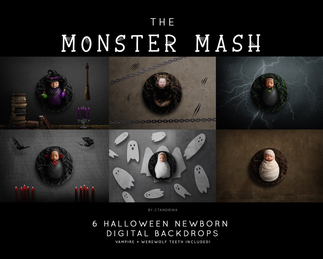 Monster Mash Halloween Newborn Digital Backdrops (PNG) - Etsy