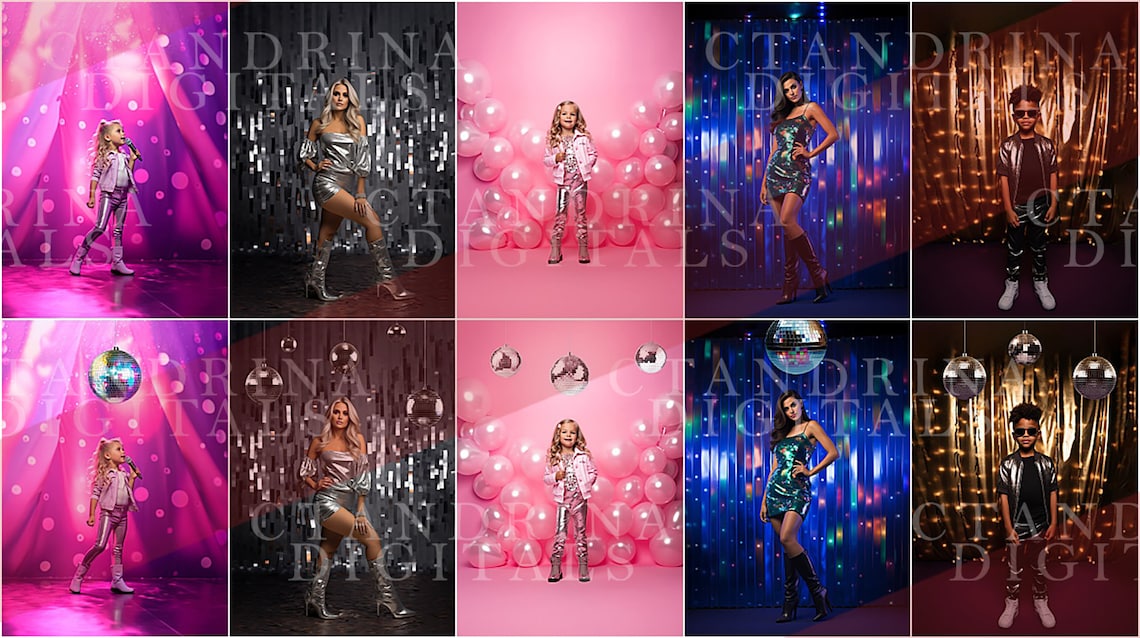 Disco Ball Photo Overlays: Hanging Party Ball Backdrops (digital .PNG ...
