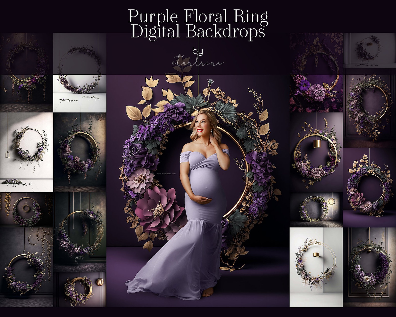 Purple Floral Ring Backdrops Floral Hoop Backdrops Maternity - Etsy