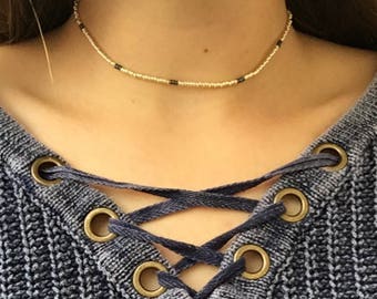 Navy blue choker | Etsy