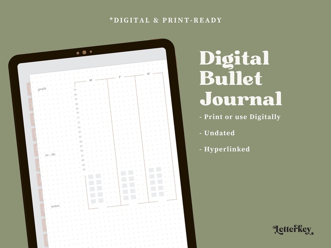 Digital Bullet Journal / Undated Planner / Notebook Printable ...