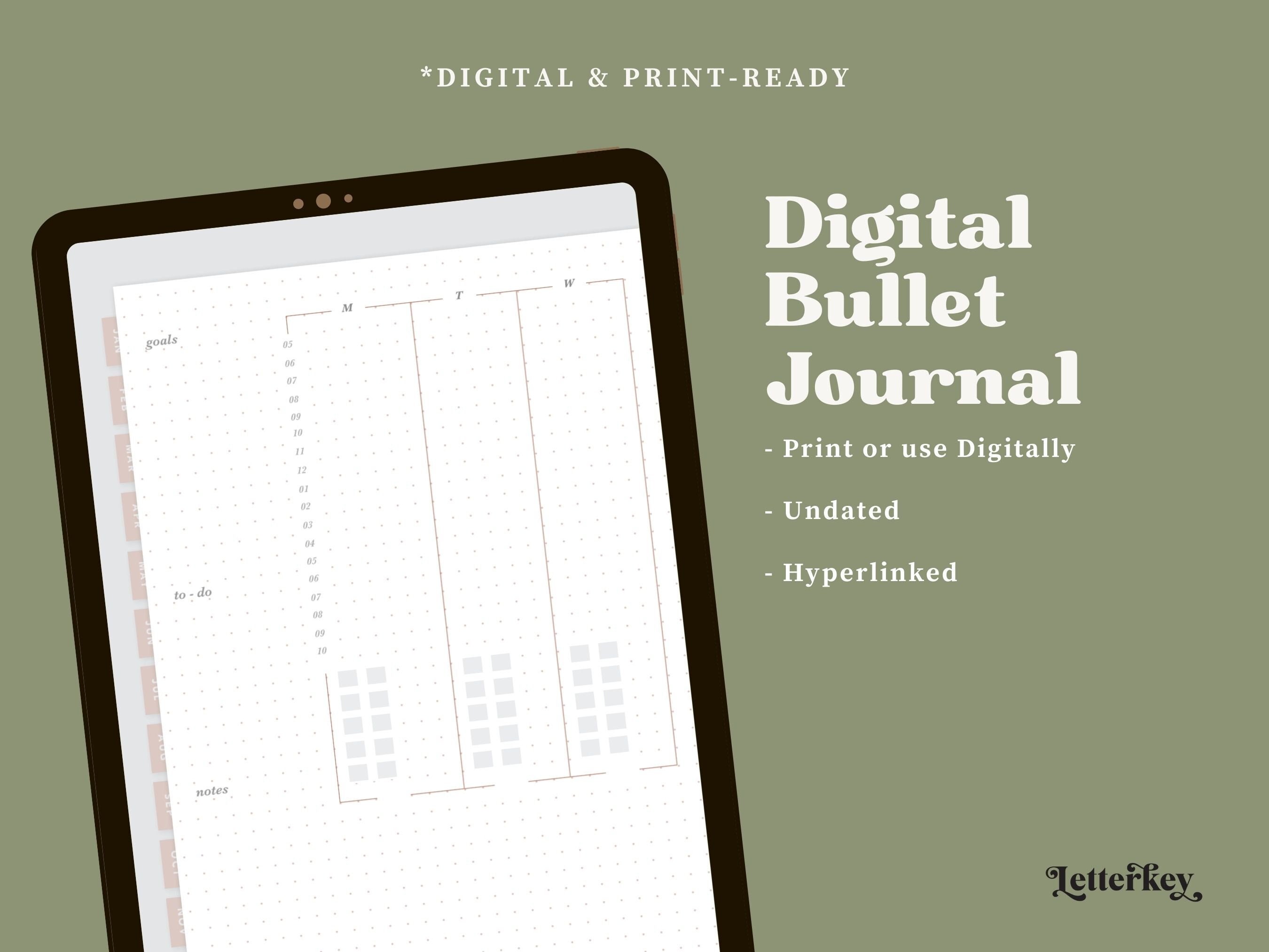 Digital Bullet Journal / Undated Planner / Notebook Printable - Etsy