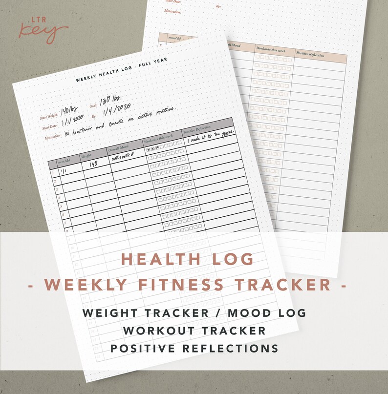 Health Log / Wellness Journal Fitness and Health / Notebook - Etsy