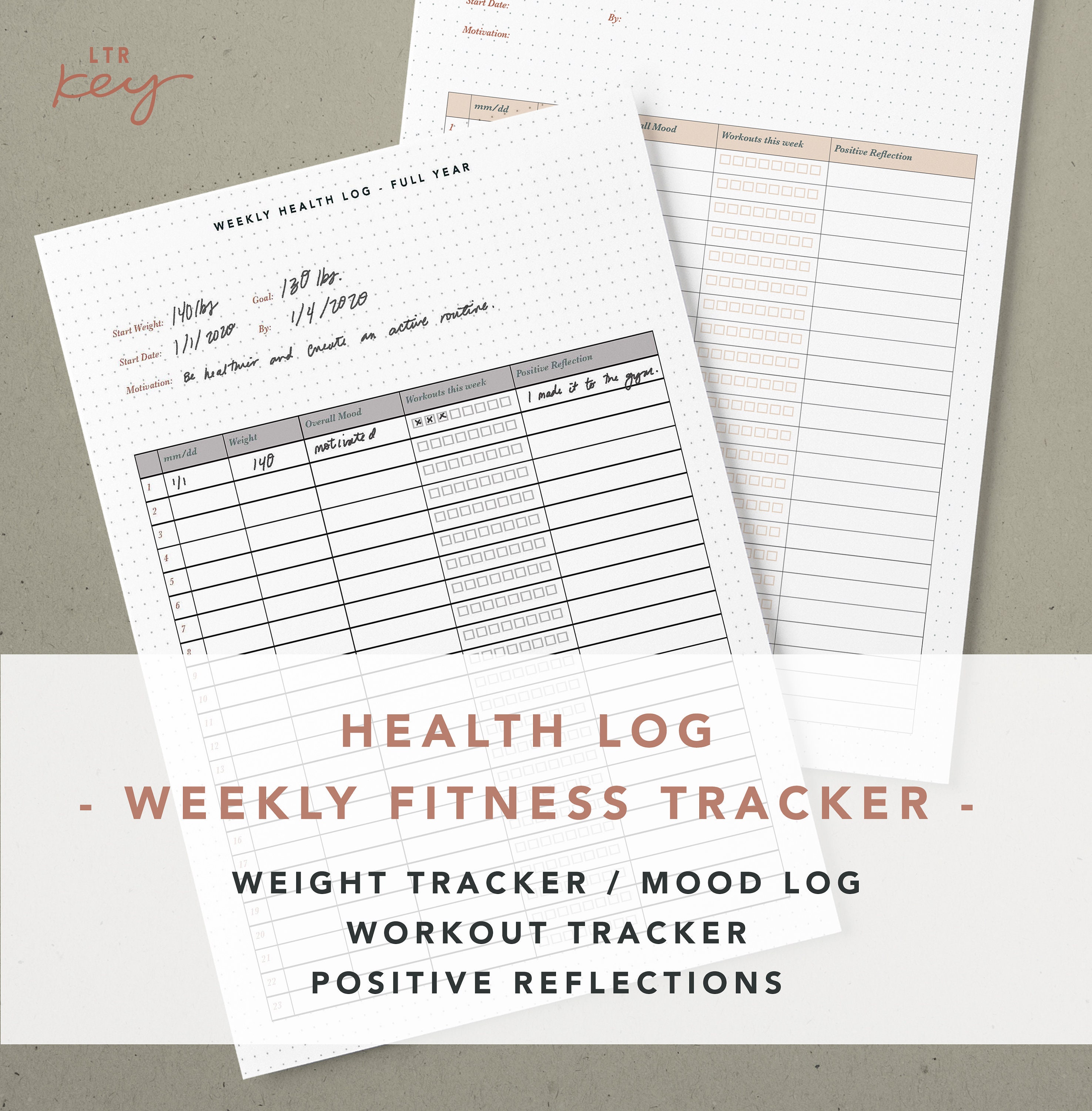 Health Log / Wellness Journal Fitness and Health / Notebook - Etsy